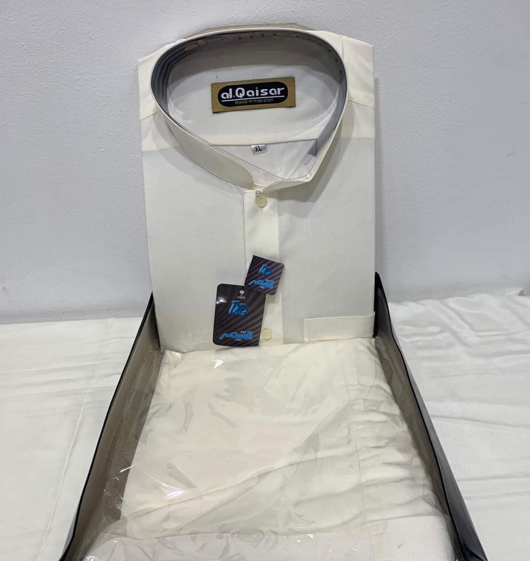 AL QAISAR PREMIUM MENS SHALWAR KAMEEZ- CREAM– Fabric Outlet